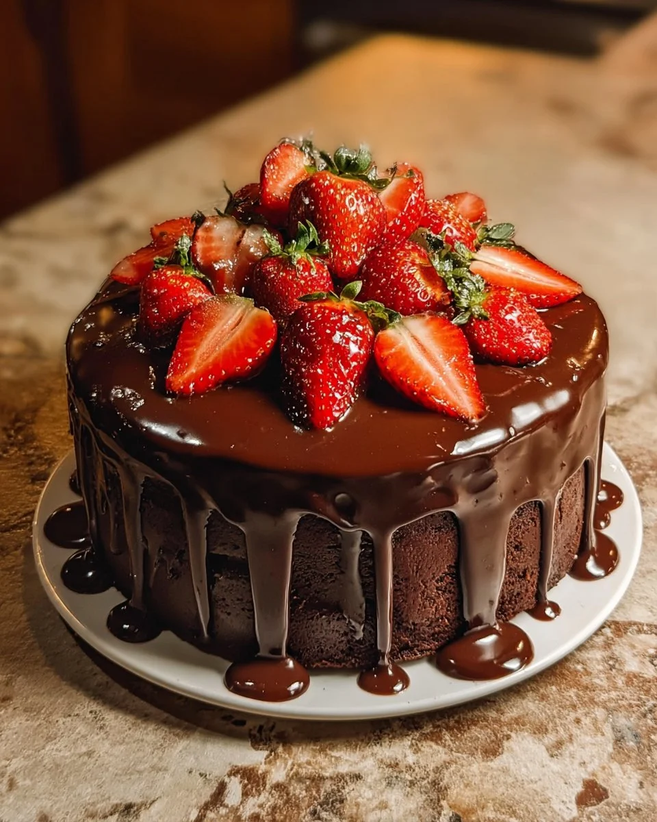 Chocolate Covered Strawberry Drip Cake