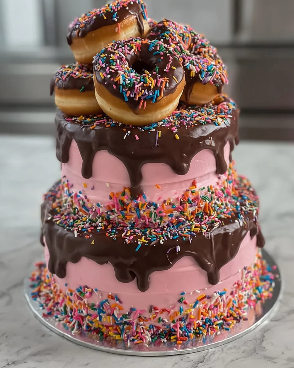 Donut Drip Cake | sweettreatsrecipes