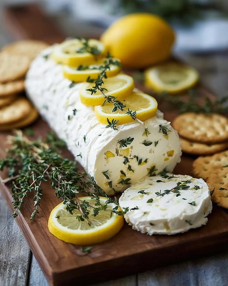 Lemon Thyme Cheese Log | sweettreatsrecipes