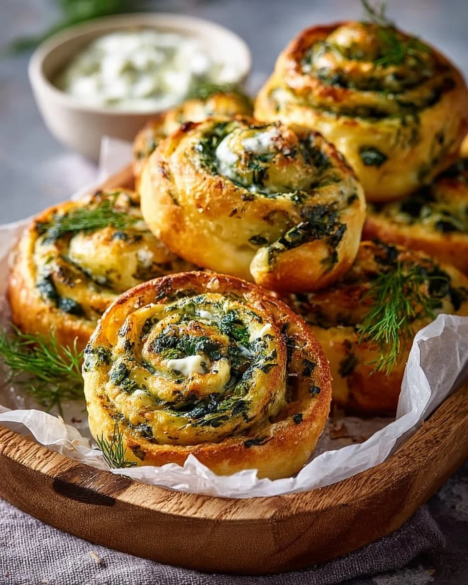 Mediterranean Spinach & Feta Puff Pastry Rolls